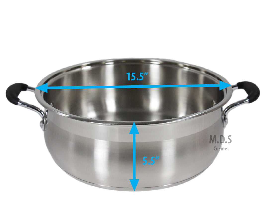 Low Pot 14Qt Stainless Steel Super Double Capsulated Bottom Stock Pot ...